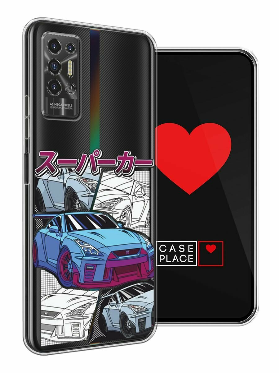 Чехол на Tecno Pova 2 / Текно Пова 2 с принтом "JDM коллаж", прозрачный — фото 1