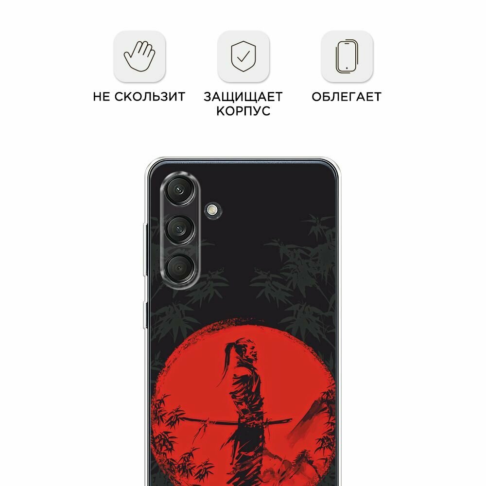Чехол на Samsung Galaxy M55 / Самсунг M55 с принтом "Самурай на красном фоне" — фото 1