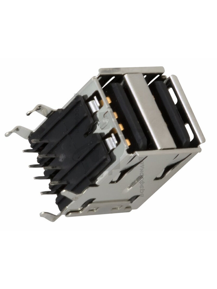 Разъем 2USB(G) в корпус, 8 выводов, прямой угол, металл