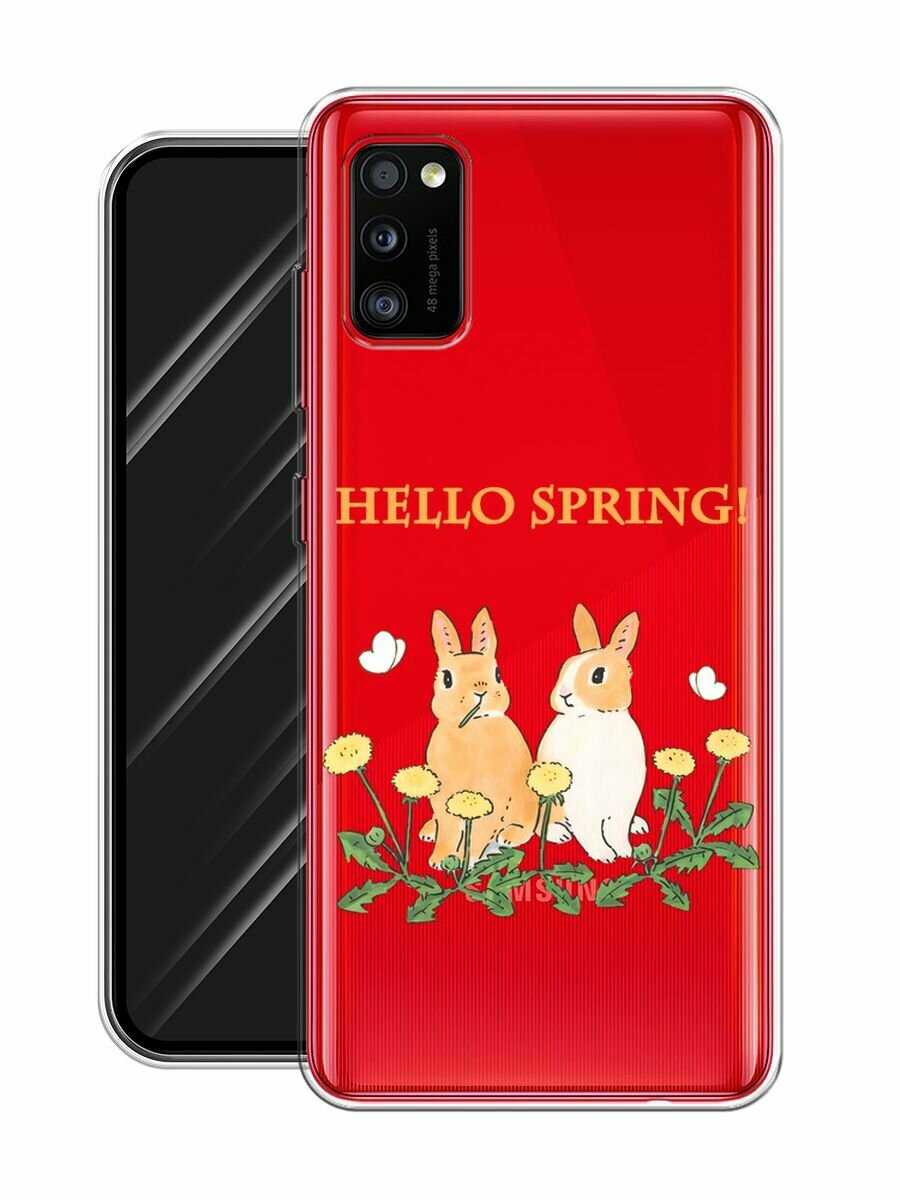 Чехол на Samsung Galaxy A41 / Самсунг Галакси А41 с принтом "Весенние кролики", прозрачный — фото 1