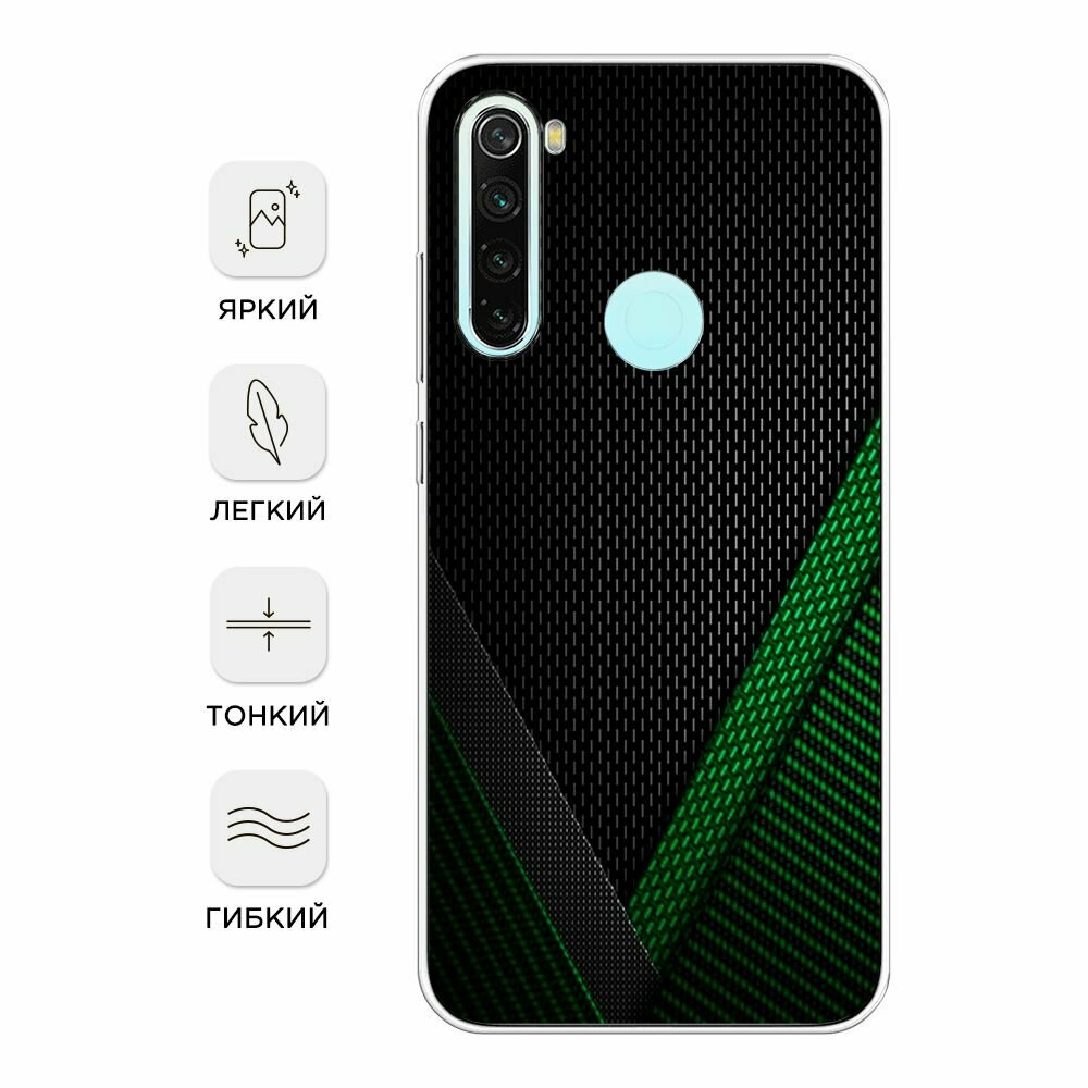 Чехол на Xiaomi Redmi Note 8 / Сяоми Редми Нот 8 с принтом "Зеленый карбон" — фото 1
