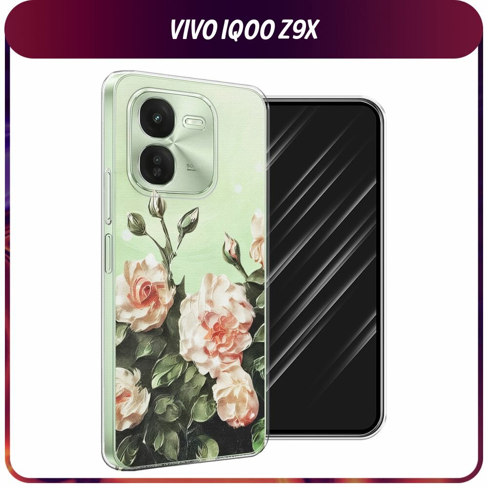 Чехол на Vivo iQOO Z9X / Виво iQOO Z9X с принтом Цветочная картина 2, прозрачный