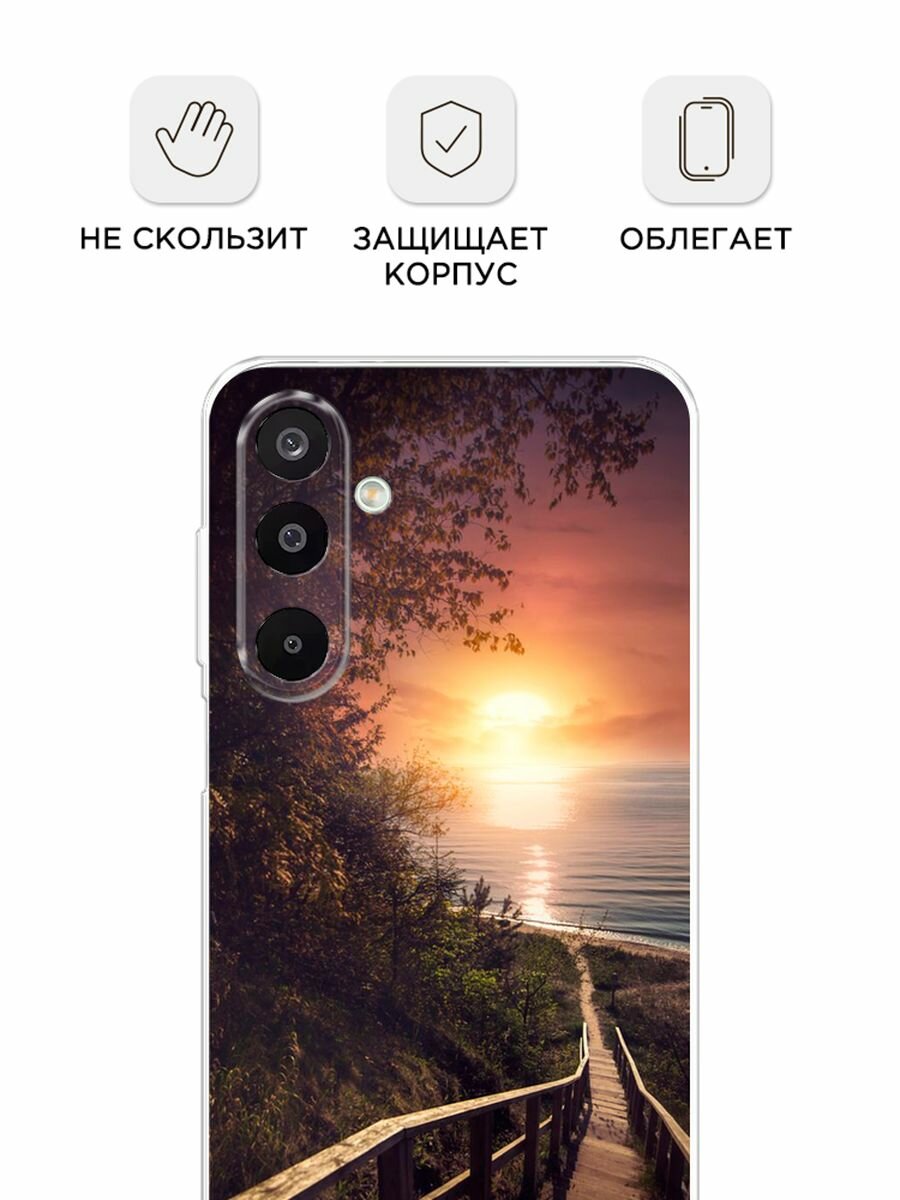 Чехол на Samsung Galaxy M16 / Самсунг Галакси М16 с принтом "Мост у воды" — фото 1