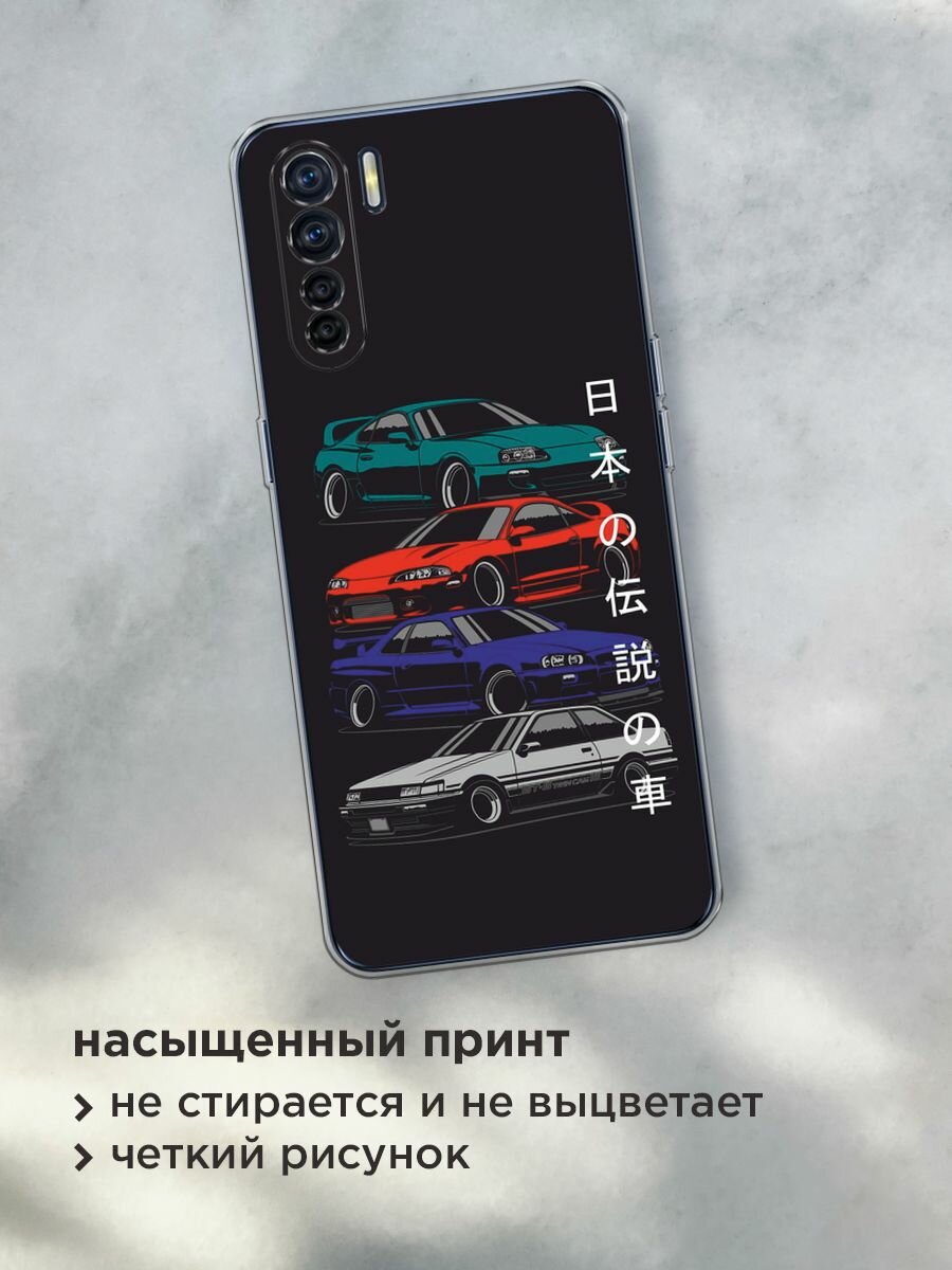 Чехол на Oppo A91/Reno 3 / Оппо A91/Рено 3 с принтом "JDM Legend cars" — фото 1