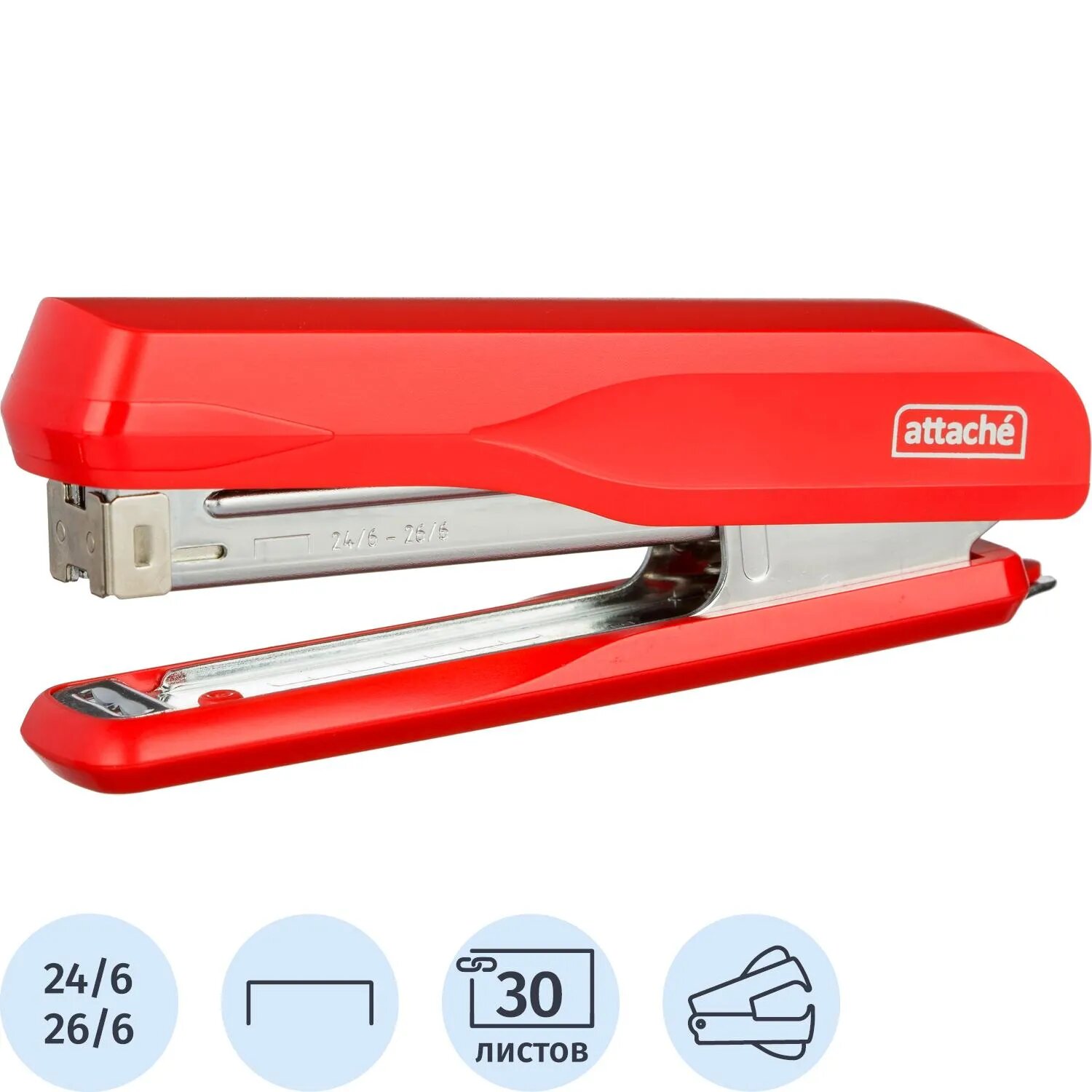 Степлер Attache MSR2430 (№24/6-26/6) до 30 лист, металл, красный