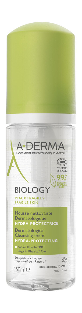 A-DERMA Biology Пенка для лица очищающая для хрупкой кожи, 150 мл