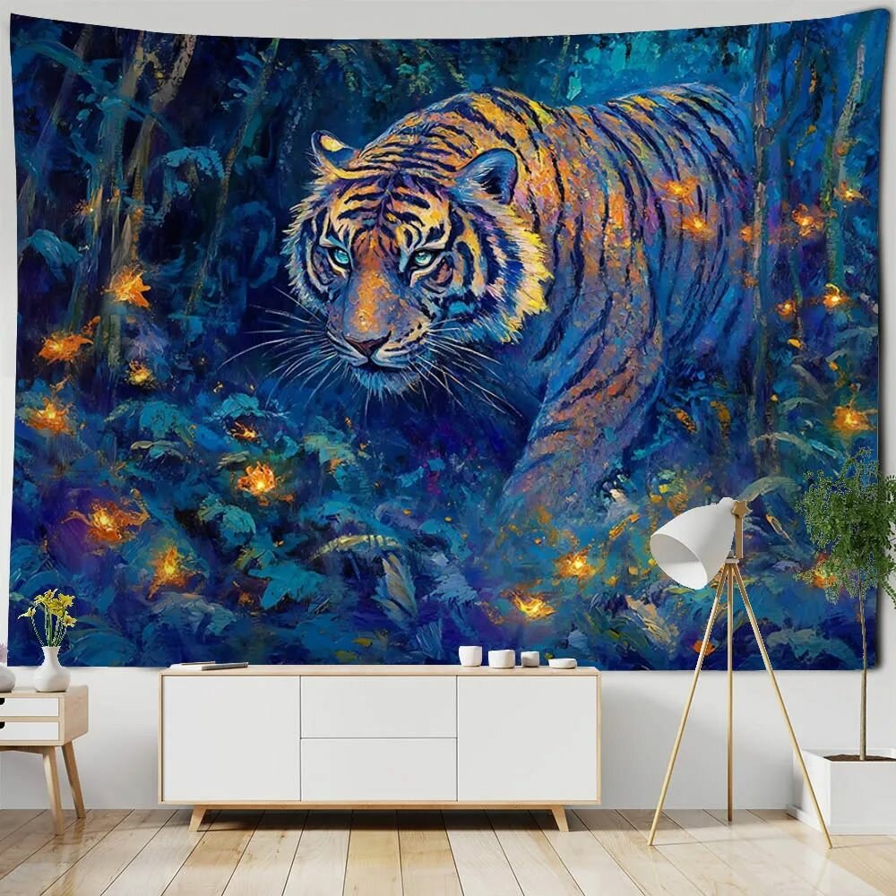 Настенный гобелен Тигр из джунглей плакат 230cm x 150cm