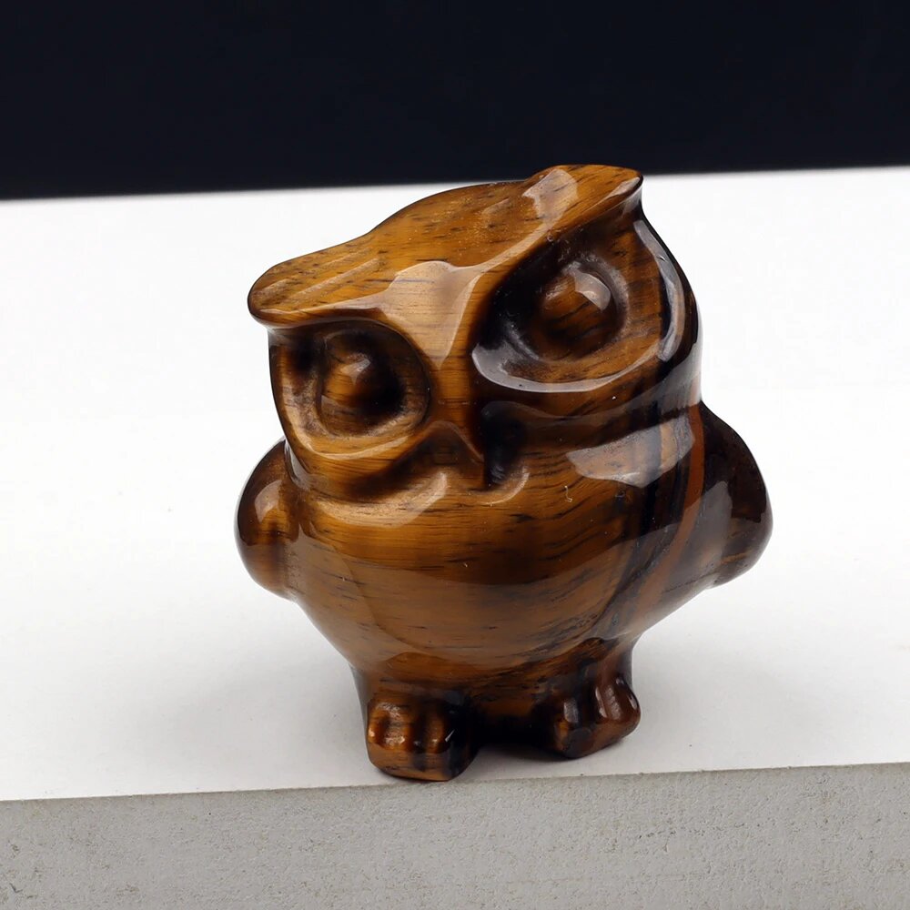 1,5-дюймовая фигурка совы из натурального нефрита, полудрагоценный камень, аметист, кристалл, животное, ремесленная статуя птицы