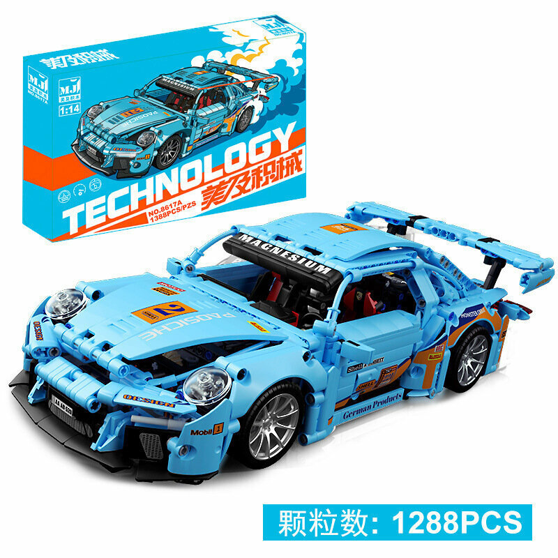 Meiji 8617 Porsche 911GTR строительный блок спортивный автомобиль мальчик Интернет знаменитость горячая модель сложная сборка игрушечная модель