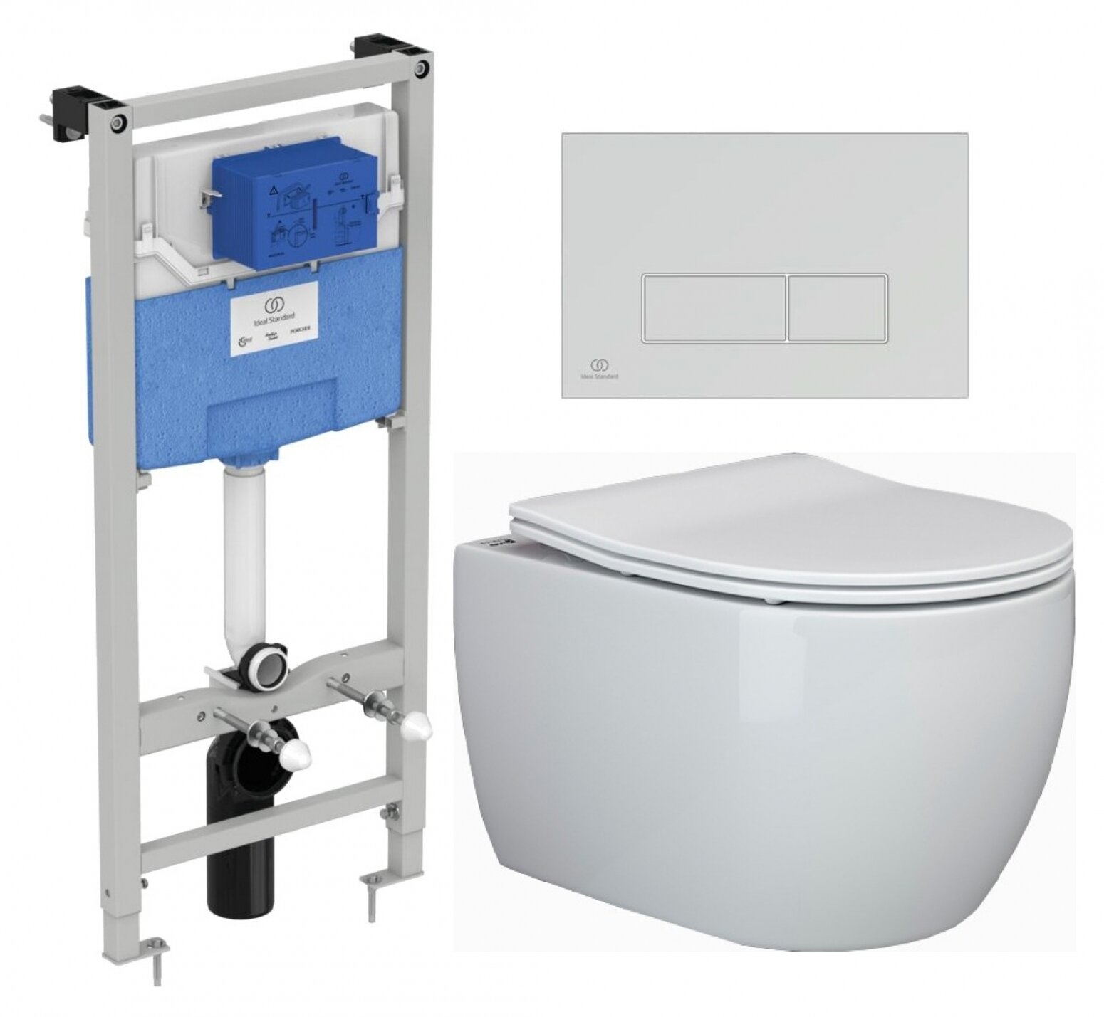 Комплект 3 в 1 инсталляция Ideal Standard + Унитаз подвесной Ceramica Nova Play CN3001 + кнопка хром