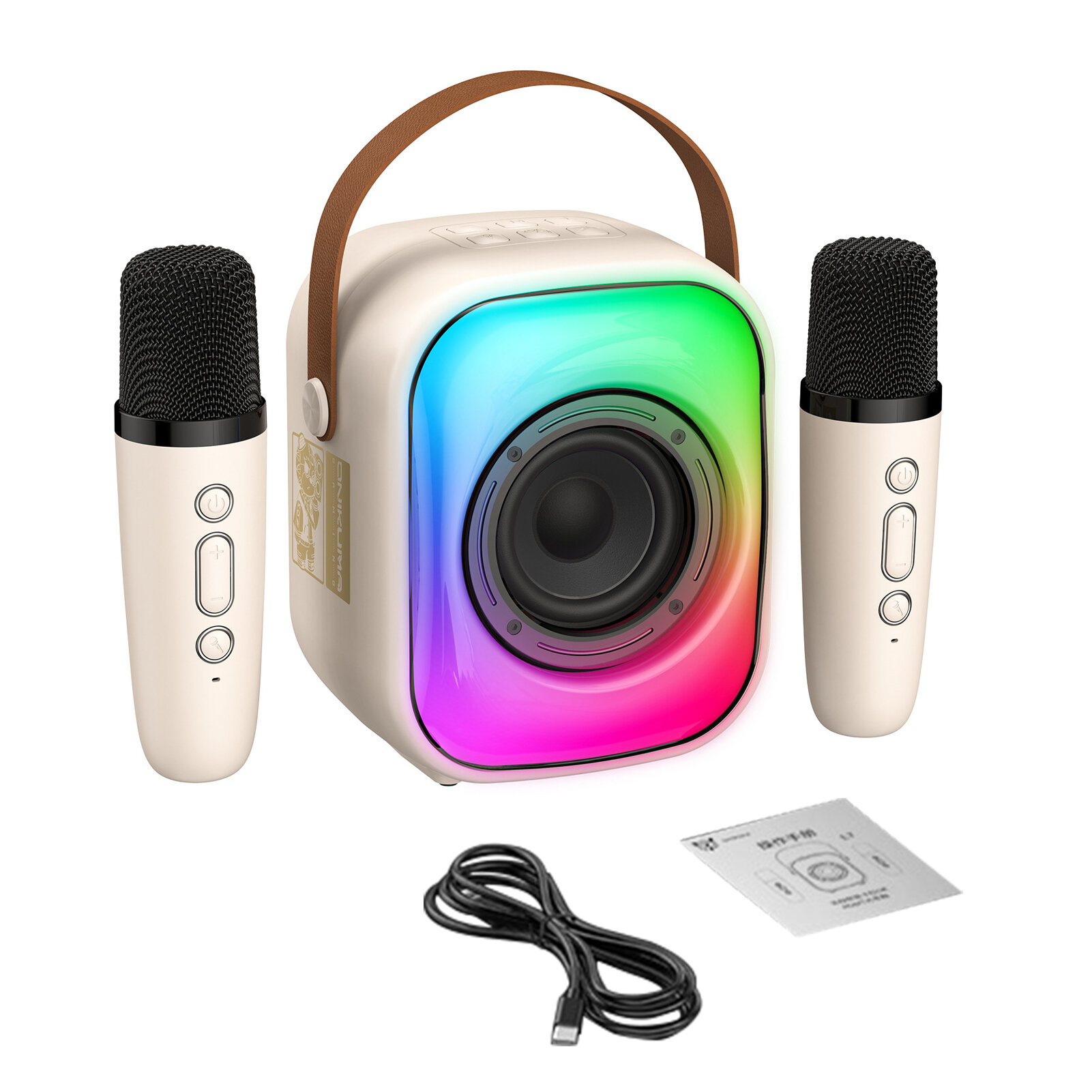 L7 BT Singing Dinger Deits and Wudes Karaoke Machine с 2 беспроводными микрофонами и светодиодными светодиодными светодиодами Портативная маленькая караоке -машина для домашней вечеринки