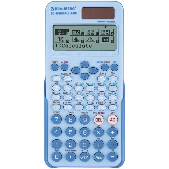 Калькулятор инженерный Brauberg SC-991ES-PLUS-BU (164х80 мм), 552 функции, 10+2 разряда, голубой, 272653