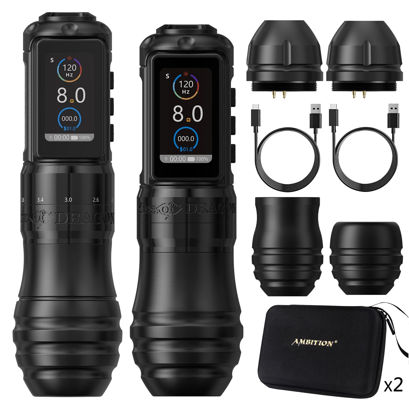 Тату-машинки Ambition Traveler-T1/T2, 2шт, черный