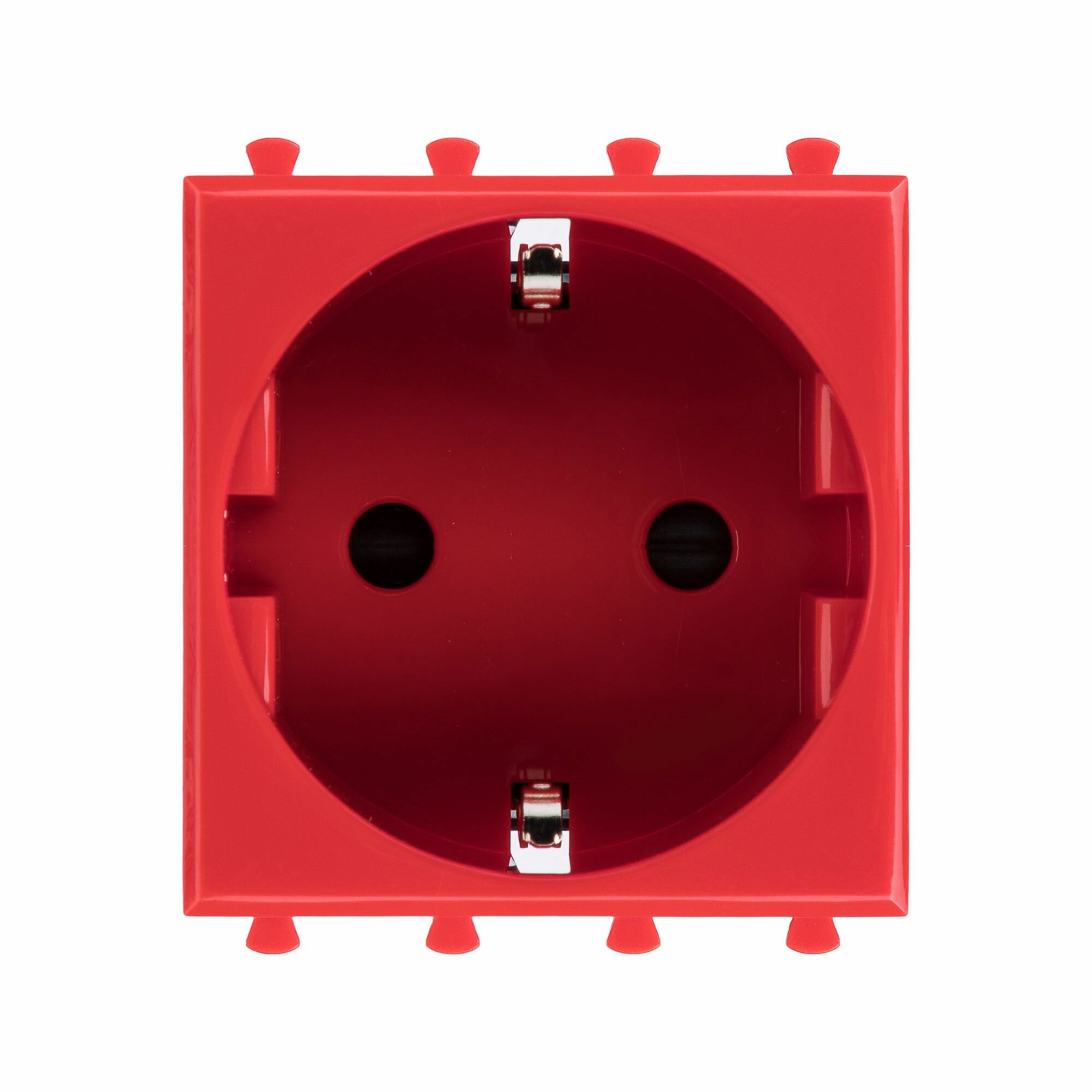 Розетка одинарная DKC 'Красный квадрат', 2P+E, с защитными шторками, 2 модульная, Avanti