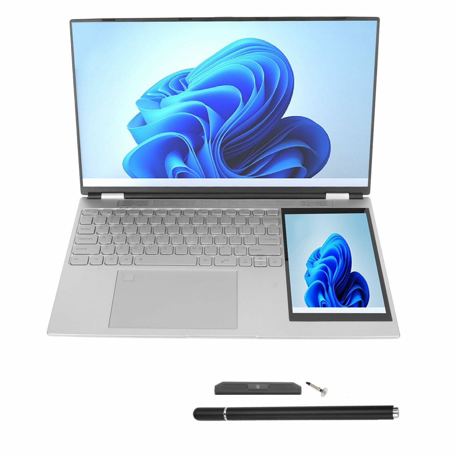 Ноутбук с двойным экраном 1920x1080 15,6-дюймовый IPS 1280x800 7-дюймовый сенсорный IPS-экран 16 ГБ Разблокировка отпечатком пальца Ноутбук 100 240 В 16 ГБ + 1 ТБ с вилкой для Великобритании