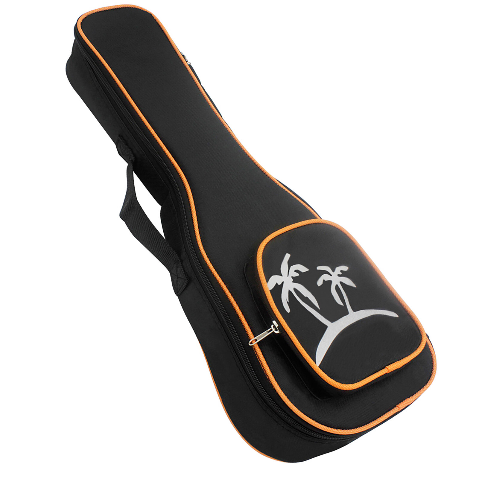 Сумка для укулеле Сопрано 21 дюйм, кейс с зippers, паттерн кокосового дерева, регулируемый односторонний плечевой ремень, черный, размер 55.5*19*8.5см, вес 225г, пакет 32.79*25.8*7.4см, вес пакета 240г, 1 шт.
