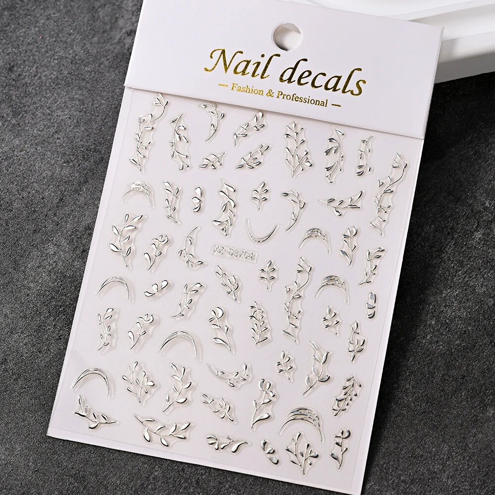 1 шт, серебряные голографические бронзовые наклейки для ногтей со звездами, 3D любовь, звездный свет, французские слайдеры для дизайна ногтей Y2K, серебряный хромированный маникюрный декор