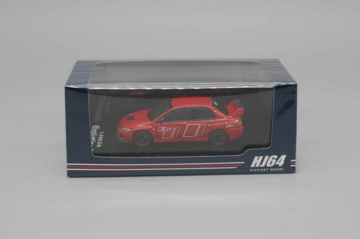 Машинка Hobby Japan 1/64 Mitsubishi EVO IX 9th Generation Lancer Red latte art Die-cast Alloy Car Model Collection Toy Gift