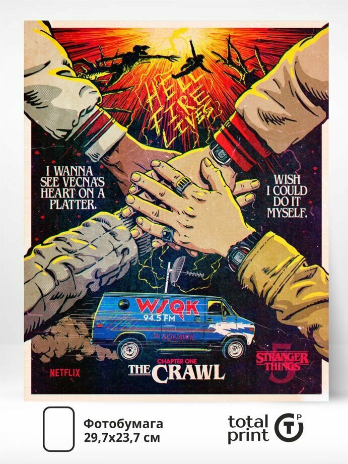 Постер Stranger things, Очень странные дела, 5 сезон, 29,7х23,7 см, TotalPrint