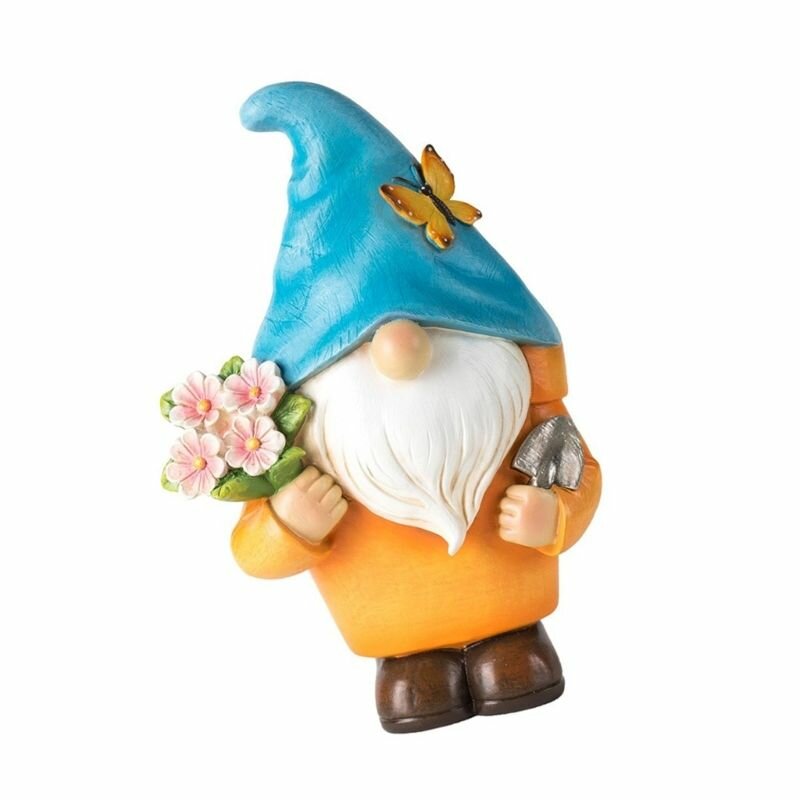 Наружное украшение сада в виде безликого кукольного цветочного горшка с цветами в руках