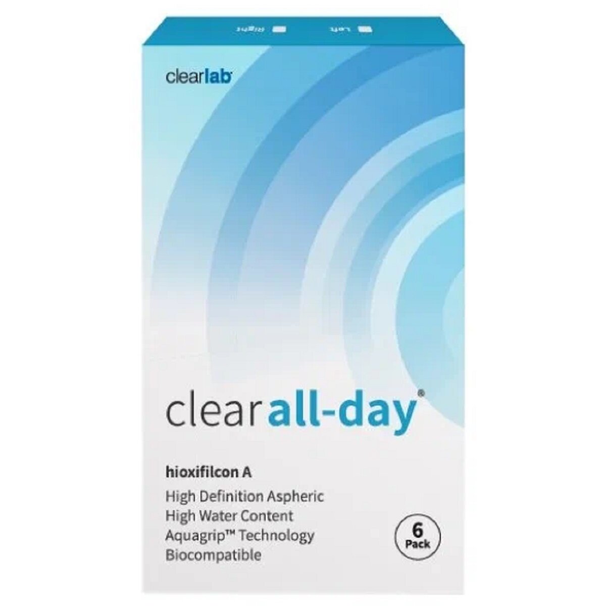 Контактные линзы ClearLab Clear All Day (6 линз), SPH -1.25, BC 8.6