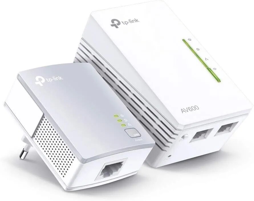 Комплект адаптеров Powerline WLAN TP-Link TL-WPA4220 Kit (WLAN 300 Мбит/с, AV600 Powerline, Wi-Fi Clone, 3 порта LAN