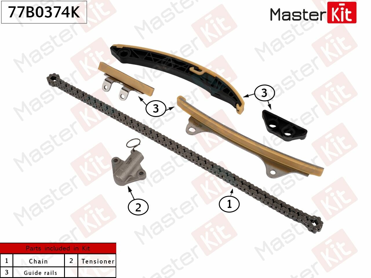 Комплект цепи ГРМ HYUNDAI/KIA G4LD MasterKit 77B0374K