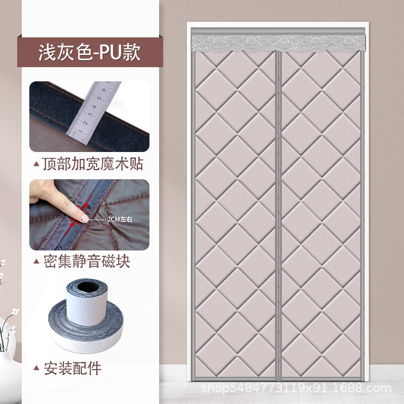 Хлопковая дверная занавеска, ветроустойчивая, холодостойкая, утолщенная зимняя дверная занавеска с видимым окном, магнитная, без сверления, для дома, теплая оконная занавеска