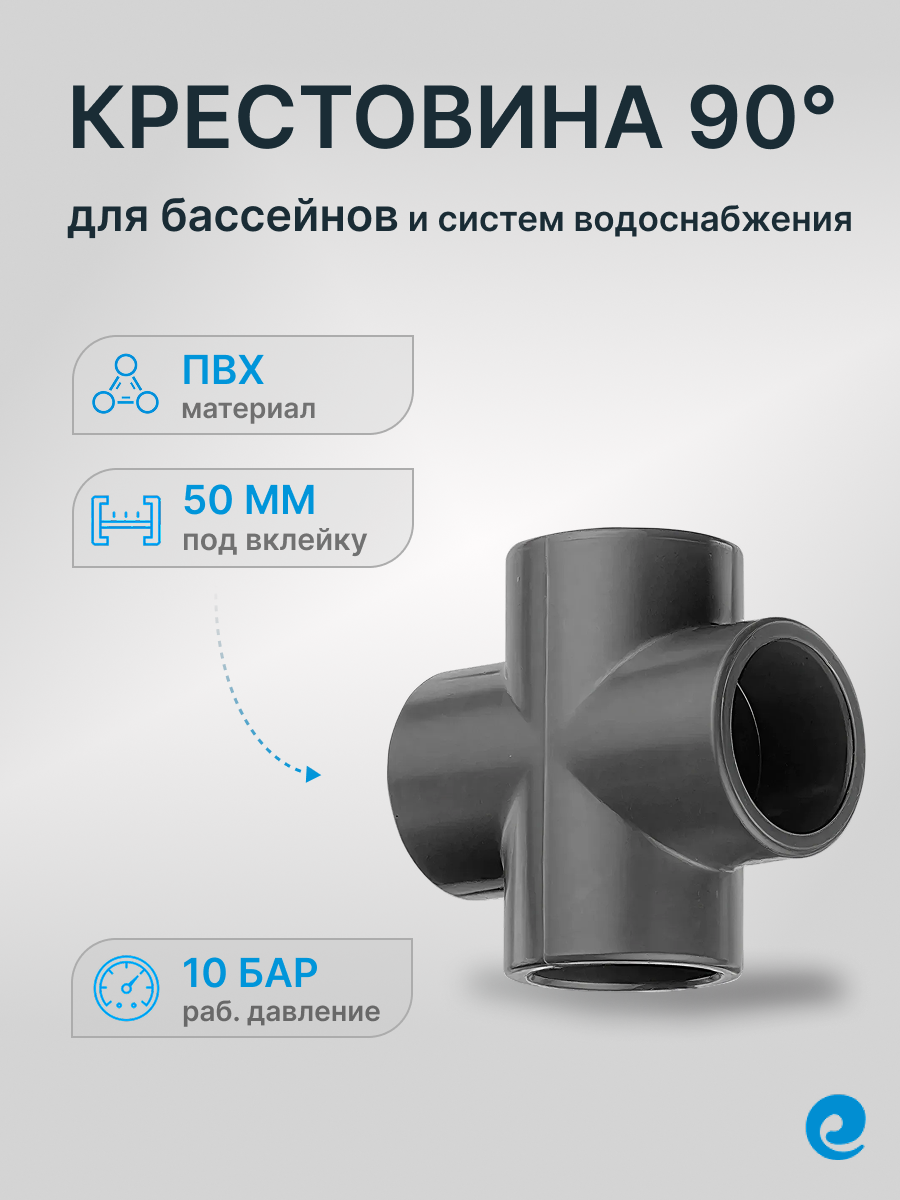 Крестовина ERA, для водоснабжения/отопления, ПВХ, диаметр резьбы 50мм