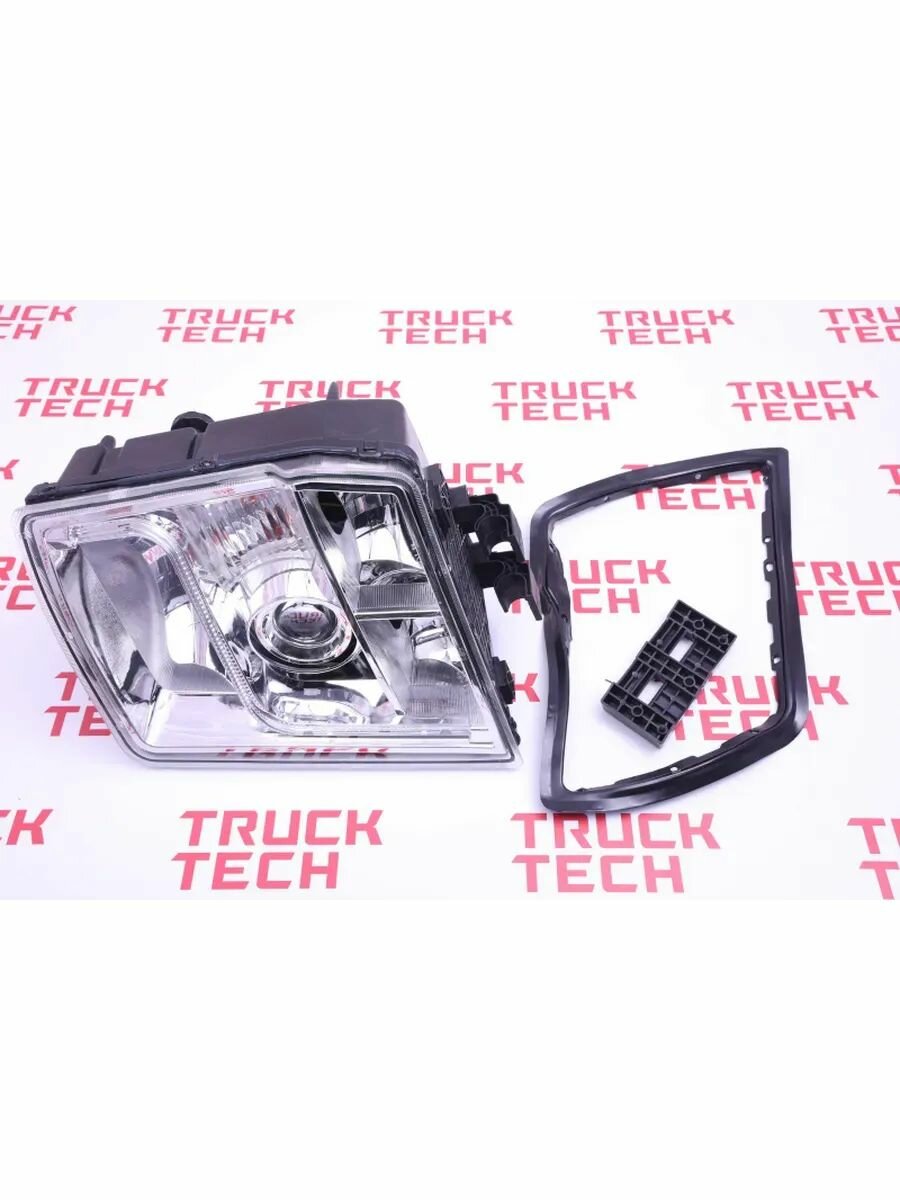 Фара передняя левая для тягача Shacman X3000 с электрической регулировкой и ходовыми огнями