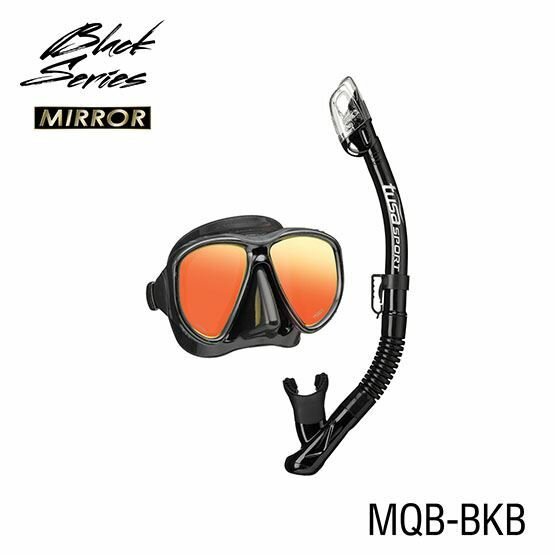 Комплект Tusa TS2425 маска+трубка зеркальные линзы Черный силикон, Черный