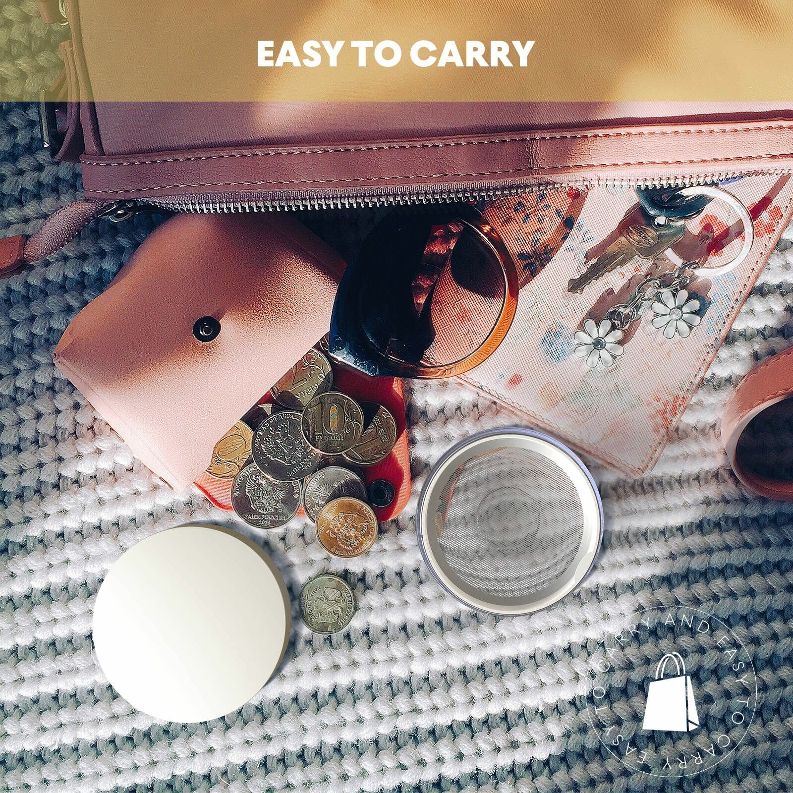 Контейнер для рассыпчатой пудры из прозрачного пластика с сеткой для хранения макияжа