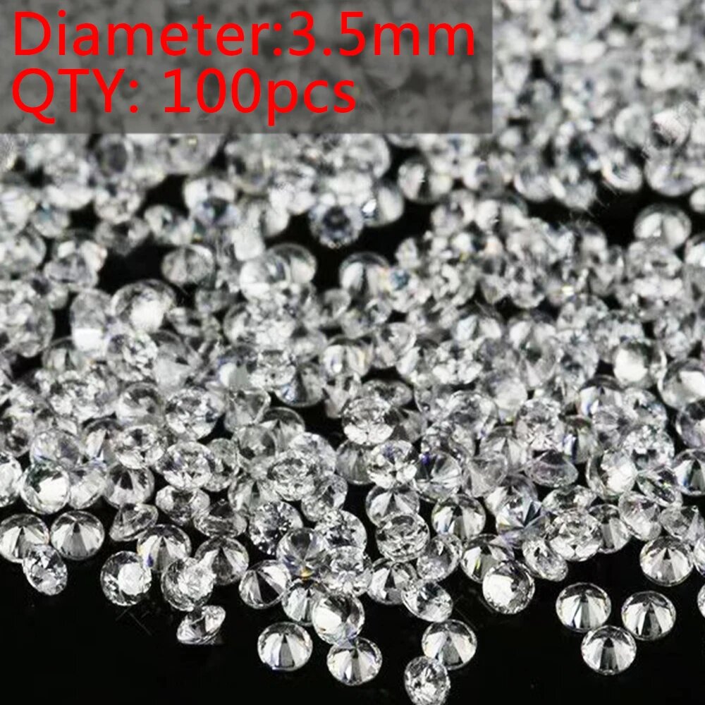 Белые круглые камни циркония 0,9-8 мм 10-1000 шт 3.5mm 100pcs