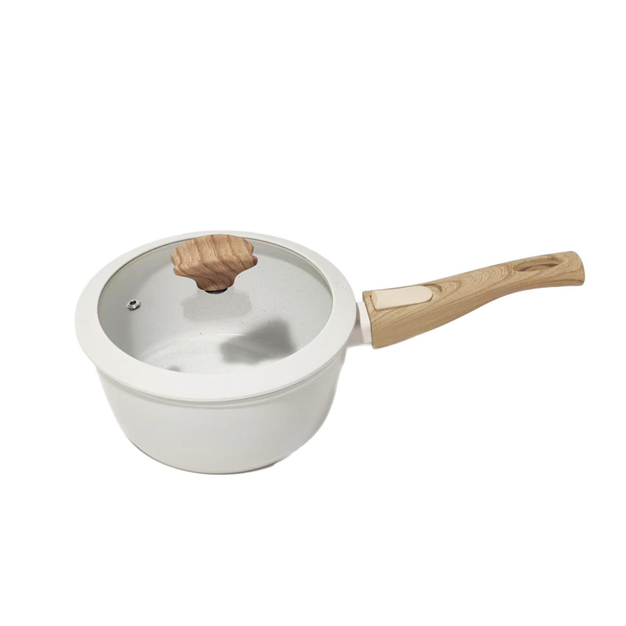 Ковш индукционный с антипригарным покрытием с Крышкой и съемной ручкой. 18 см 1,8 л. Для всех видов плит, индукция. Цвет белый