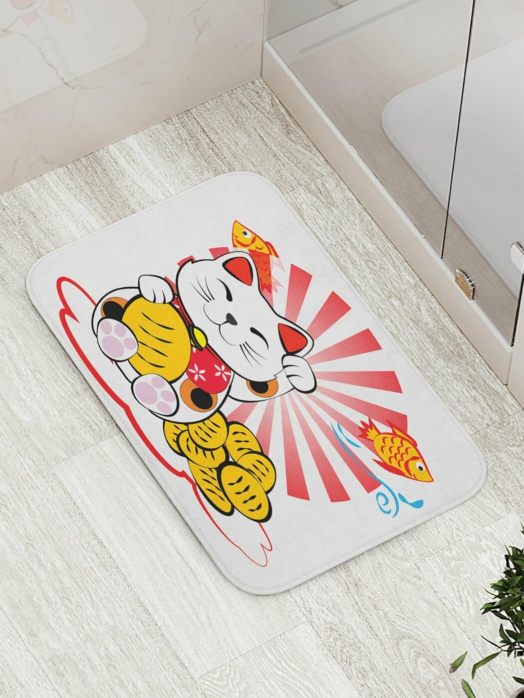 Коврик для ванной комнаты, туалета "Манящий кот" противоскользящий, 52х77 см, JoyArty