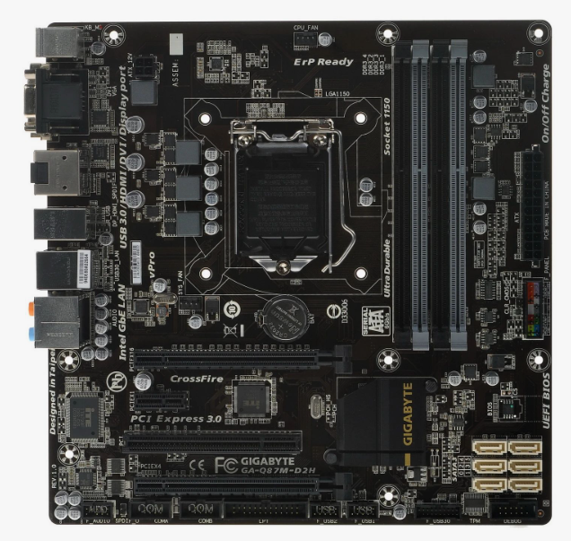 Материнская плата GIGABYTE GA-Q87M-D2H, чипсет Intel Q87, сокет LGA1150