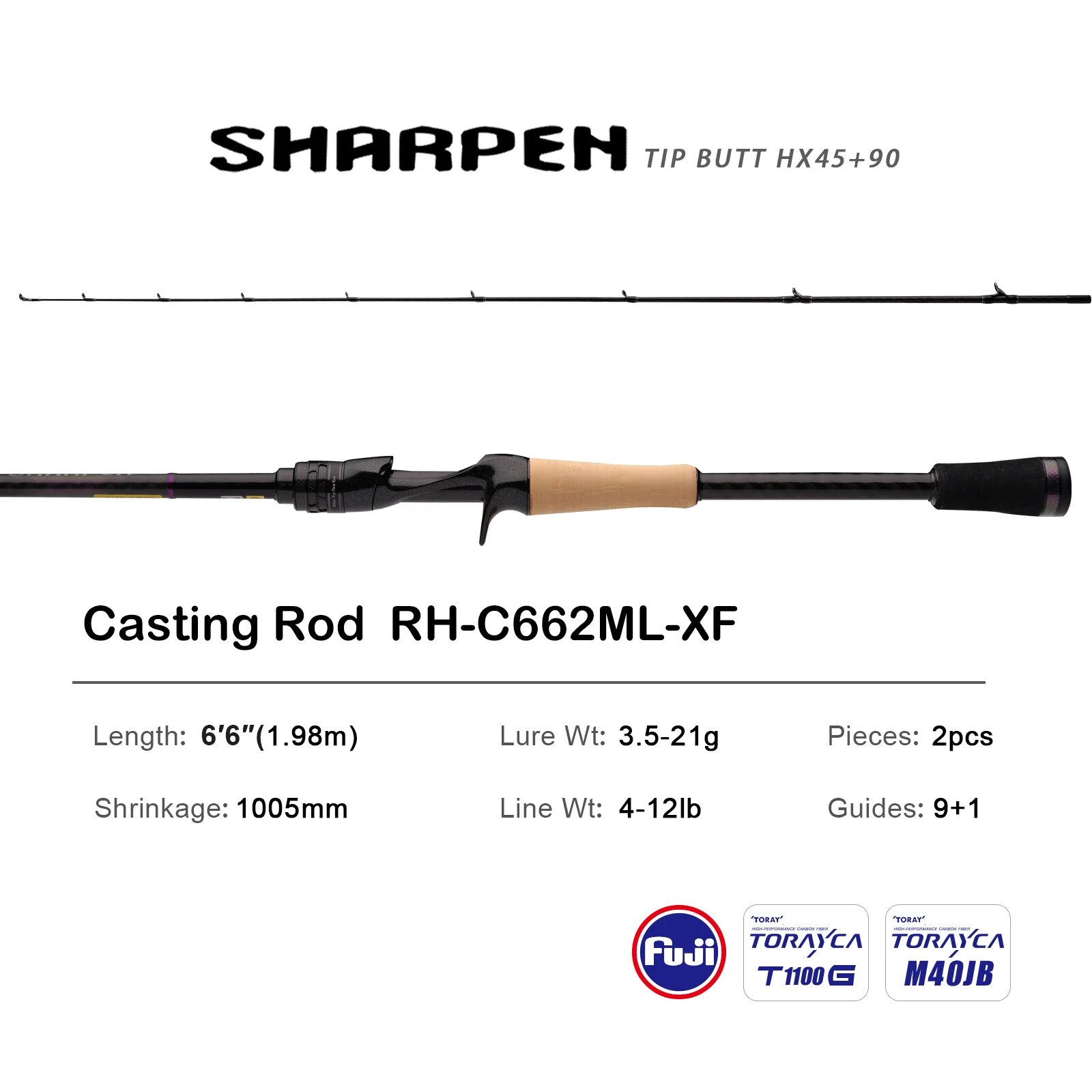 Удилище SHARPEN RH-C662ML-XF 6'6" для кастинга