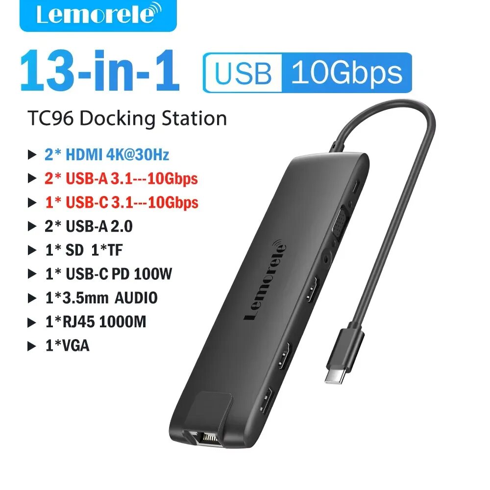 Док-станция Lemorele 13 портов USB-C