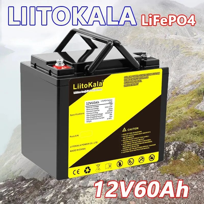 LiitoKala 12.8V 60AH для домашнего хранения энергии, наружного оборудования питания, мобильного RV RV RV