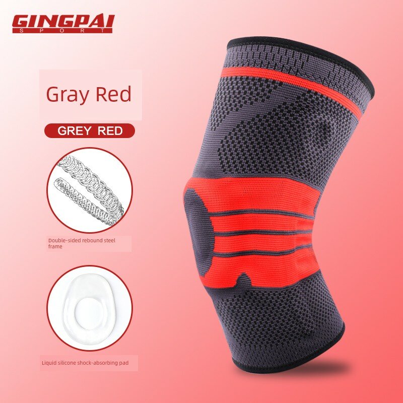 Коленный брек с пружинной поддержкой и силиконовой амортизацией для спорта - размер M (обхват колена 33-36 см)