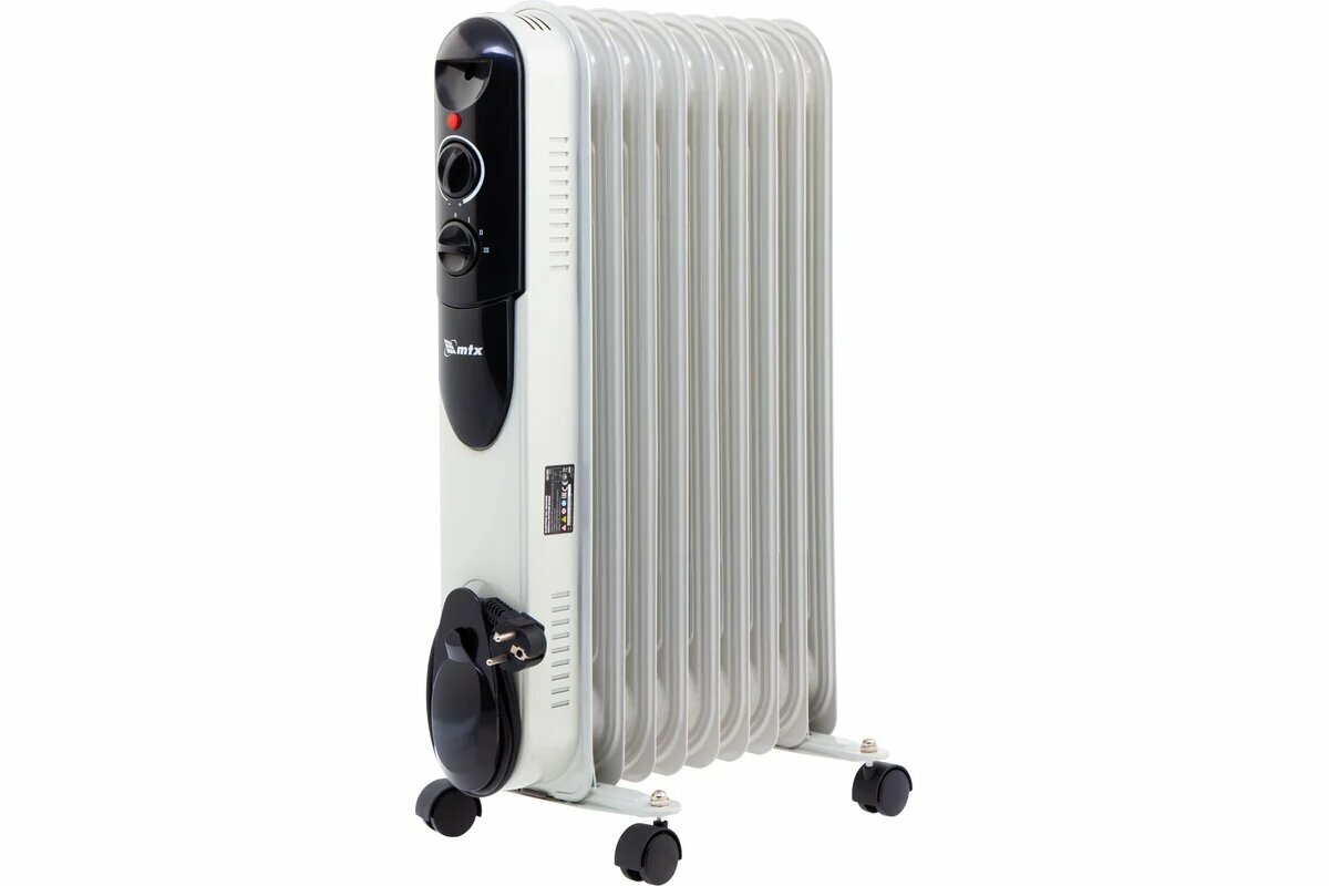Масляный обогреватель MTX och-2000, белый, механическое управление, 3 режима, 9 секций