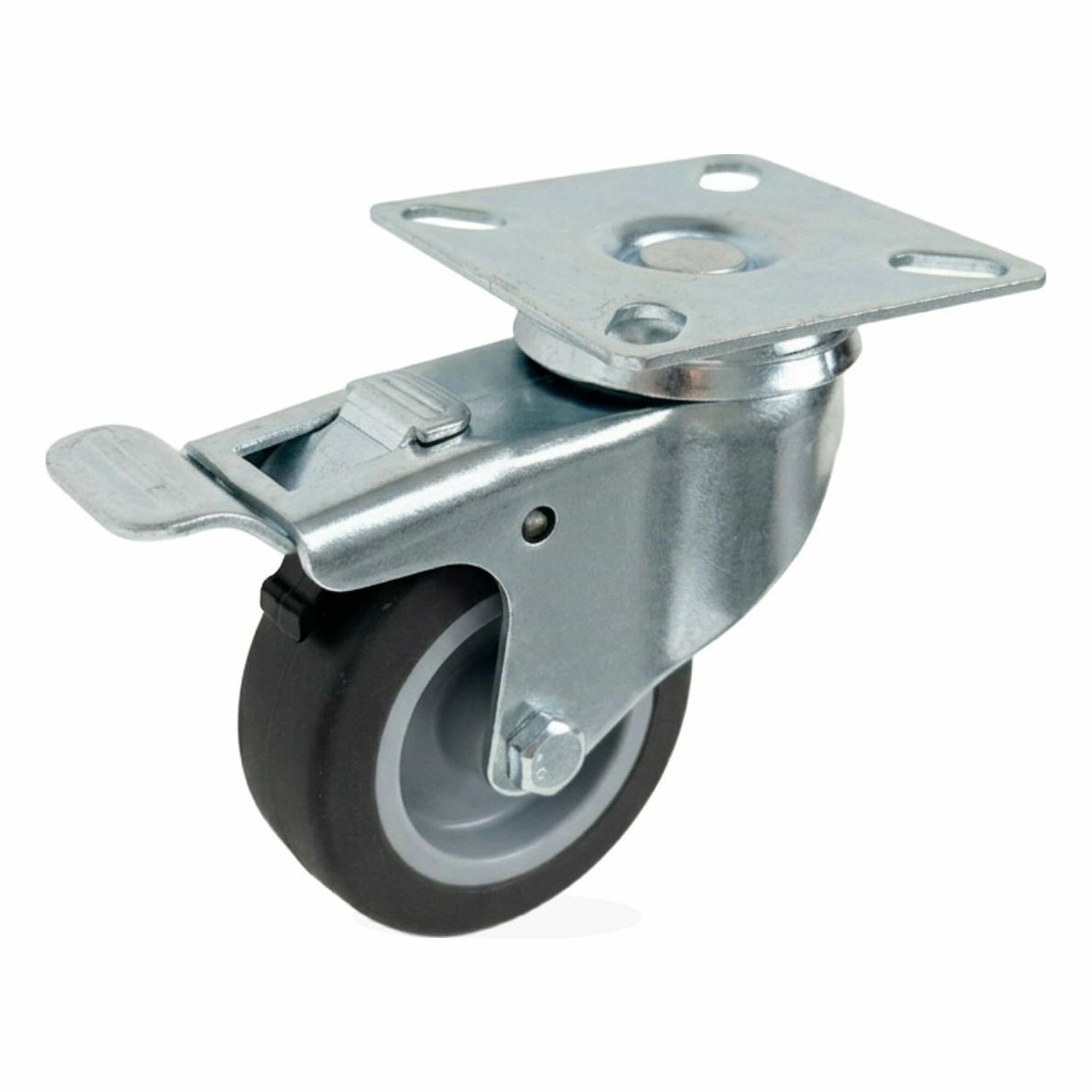 Колесо для мебели поворотное с тормозом Стелла-техник 3803-50, d 50 мм, г/п 40 кг