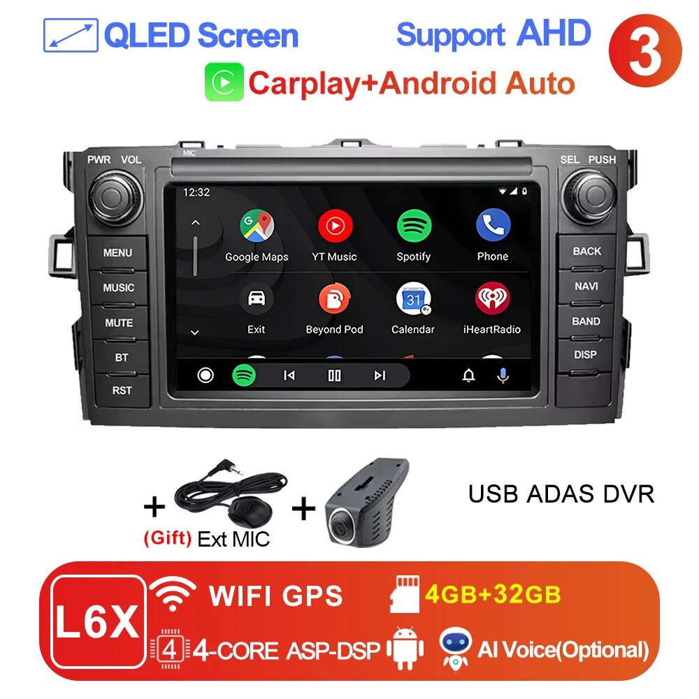 Автомагнитола Android 14 Carplay L6X(4-32GB)-DVR