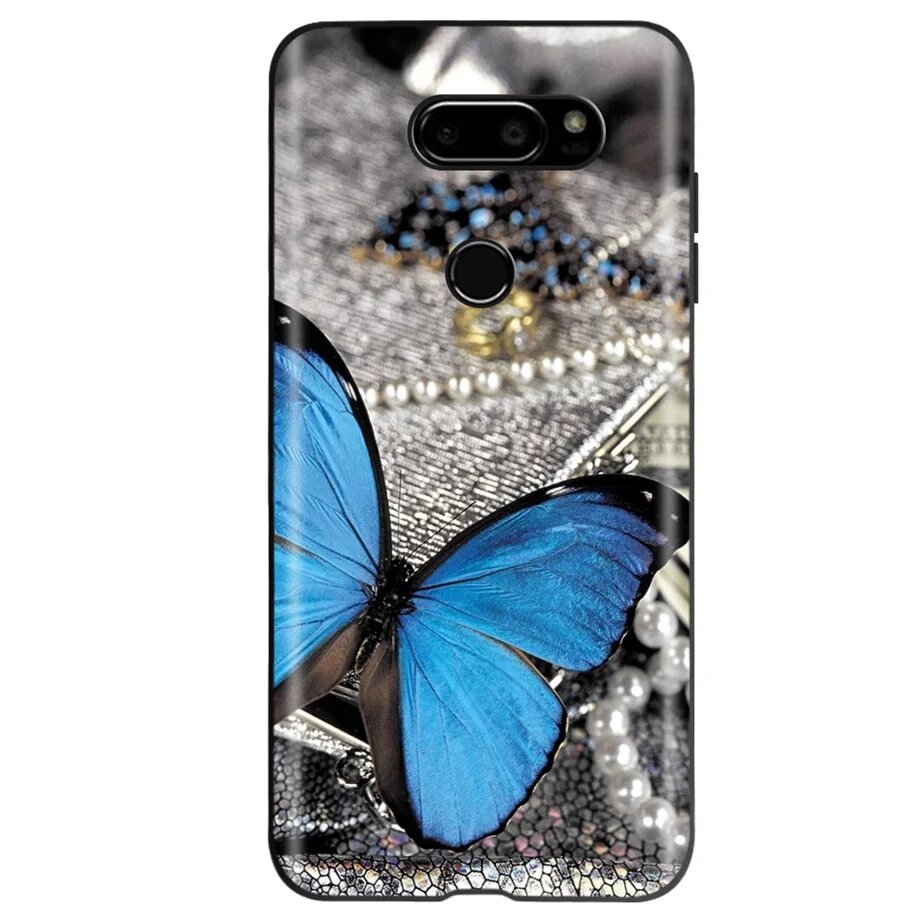 Чехол для LG V30 Plus с бабочкой, силикон Case-C03