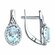 Серьги серебро, 925 проба, родирование, топаз, фианит, длина 1.8 см, , голубой