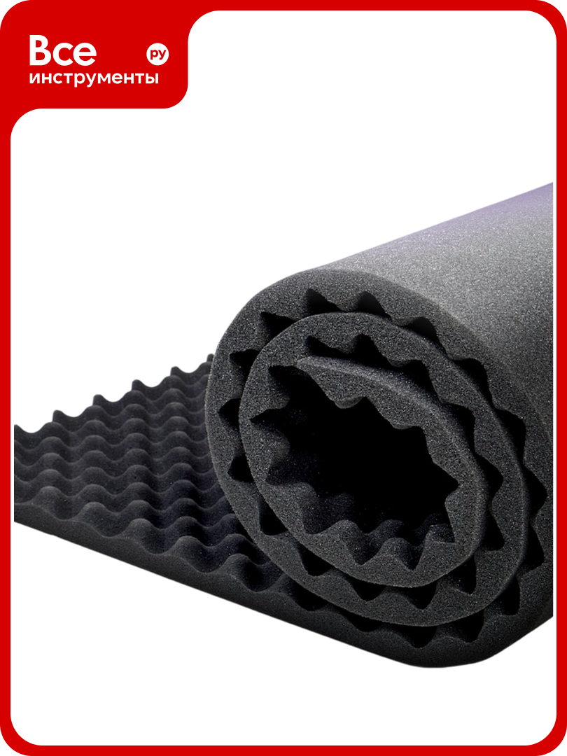 Акустический поролон SGM волна 25 мм, 1 лист, 200x100 см, звукоизоляция и шумоизоляция для стен, SGM. GAMMA.25. L.1