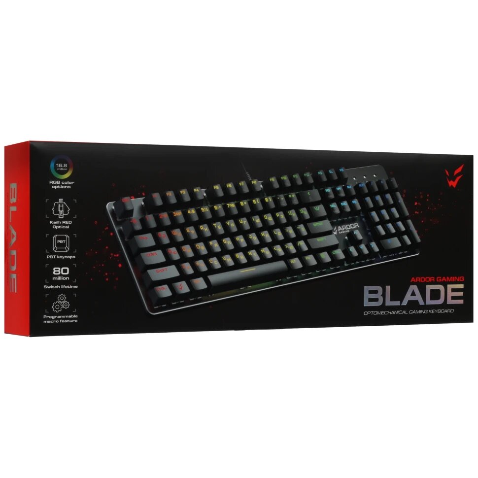 Клавиатура проводная ARDOR GAMING Blade Optical, Kailh Optical Red, черный