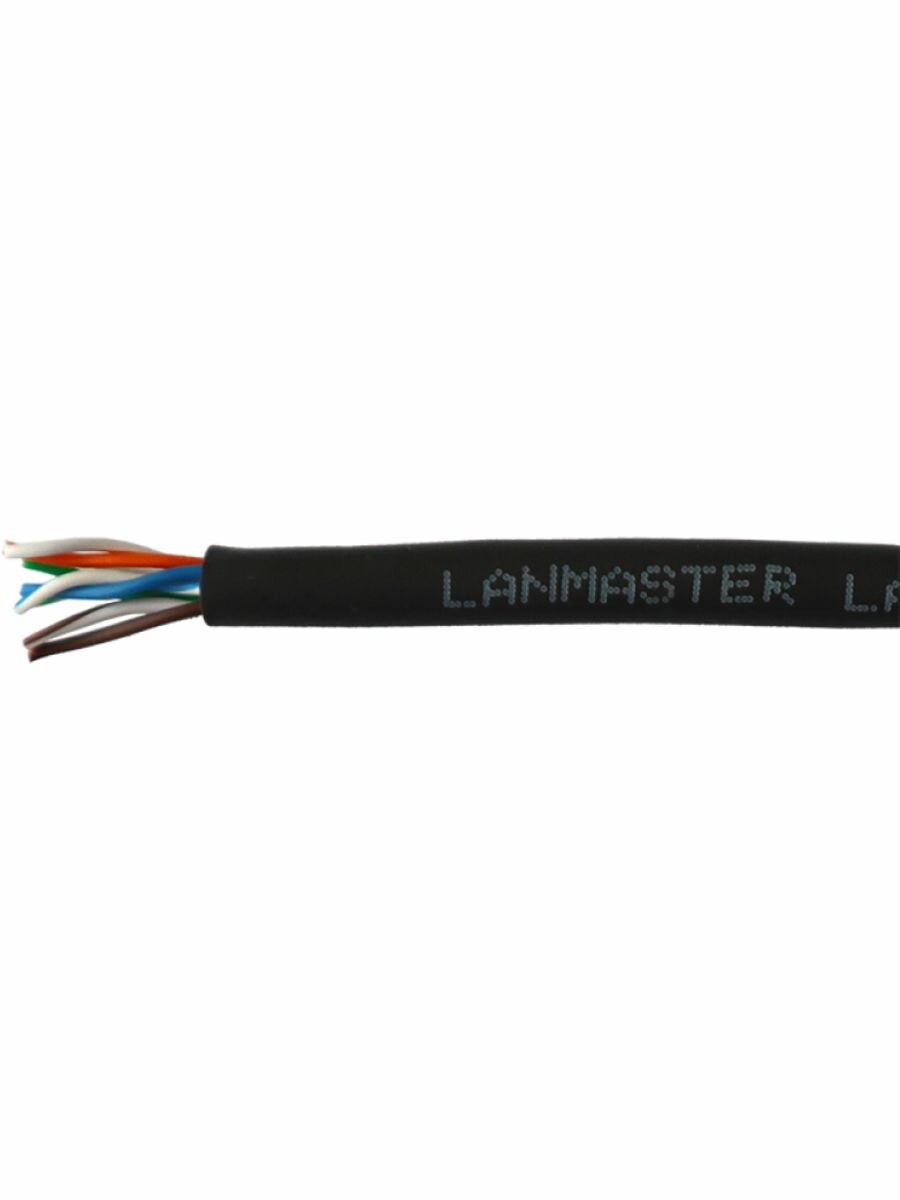 Кабель Lanmaster U/UTP, 4 пары, Кат. 5E, 350 МГц, LSZH, нг(А)-HF (LAN-5EUTP-HFLT-BK) черный, 305 м