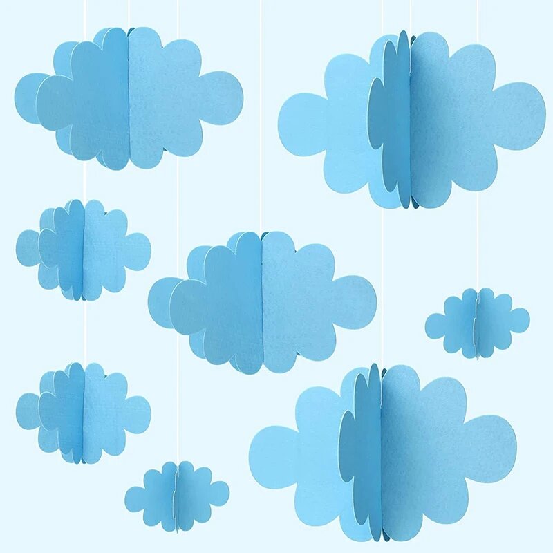 3D-украшения для потолка белые облака 16 шт Blue