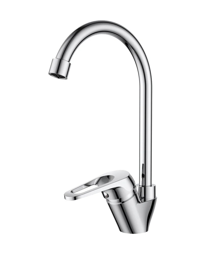 Смеситель для кухни OneLife P11-001cr с поворотным изливом, хром, глянцевый, однорычажный, с керамическим картриджем